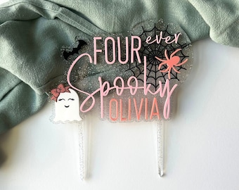 Four Ever Spooky Cake Topper Halloween Birthday Cake Topper 4 Birthday ...