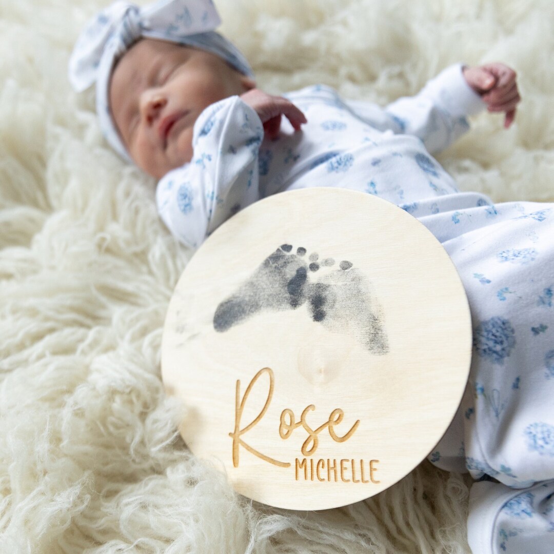 Personalized Baby Footprint Sign With Birth Stats, Newborn Keepsake ...