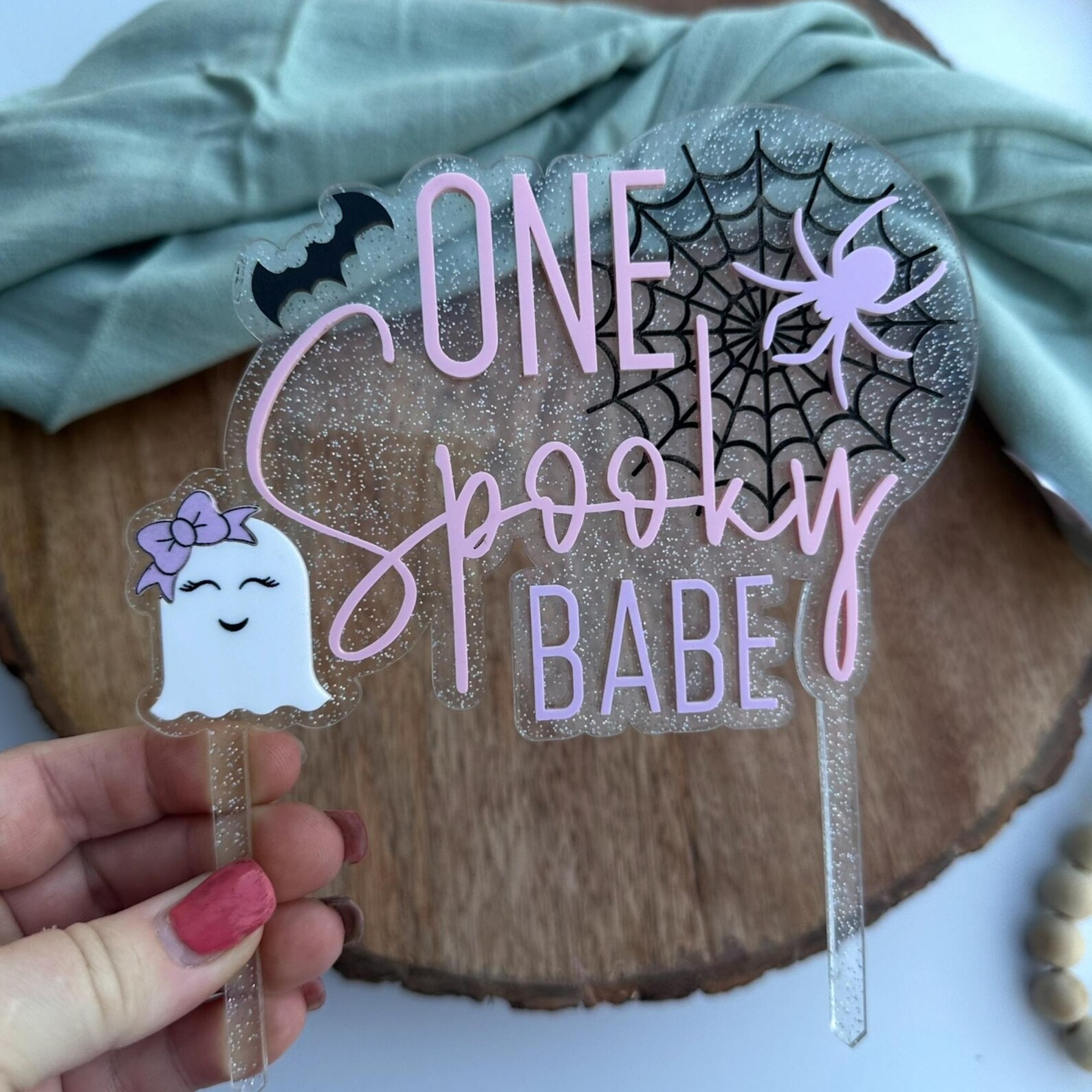 Four Ever Spooky, Acrylic Cake Topper, Pastel Halloween Birthday Decor ...