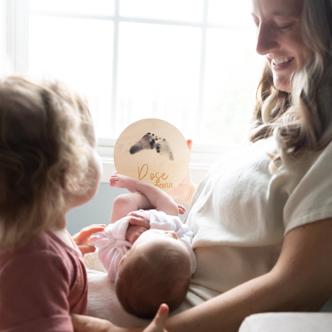 Double Sided Baby Footprint and Birth Statistic Sign, Footprint Birth ...