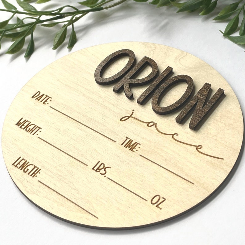Birth Announcement Sign Baby Announcement Wood Birth Stat - Etsy