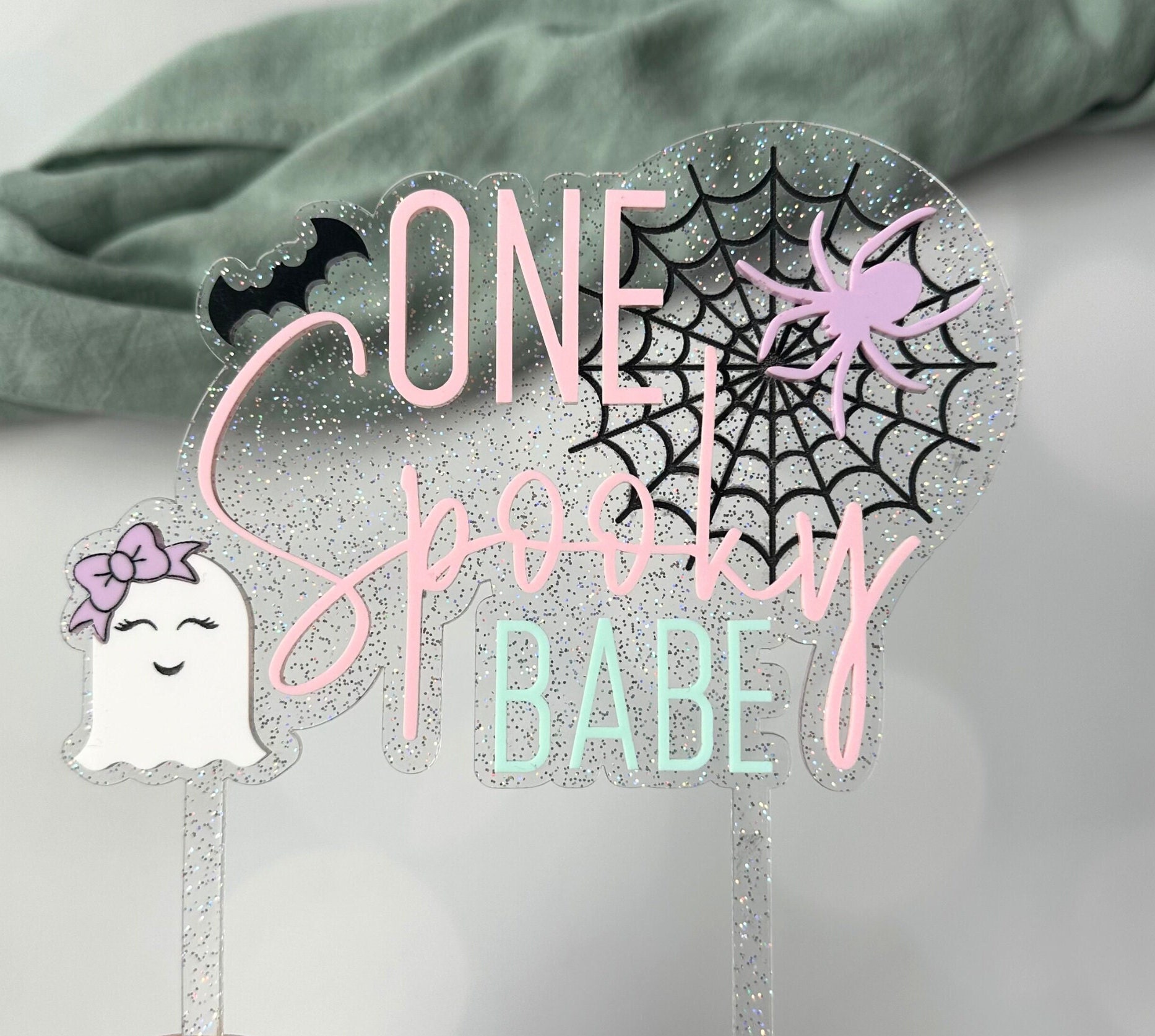 Pastel Halloween Birthday Cake Topper: Spooky Babe Acrylic Decor - Etsy