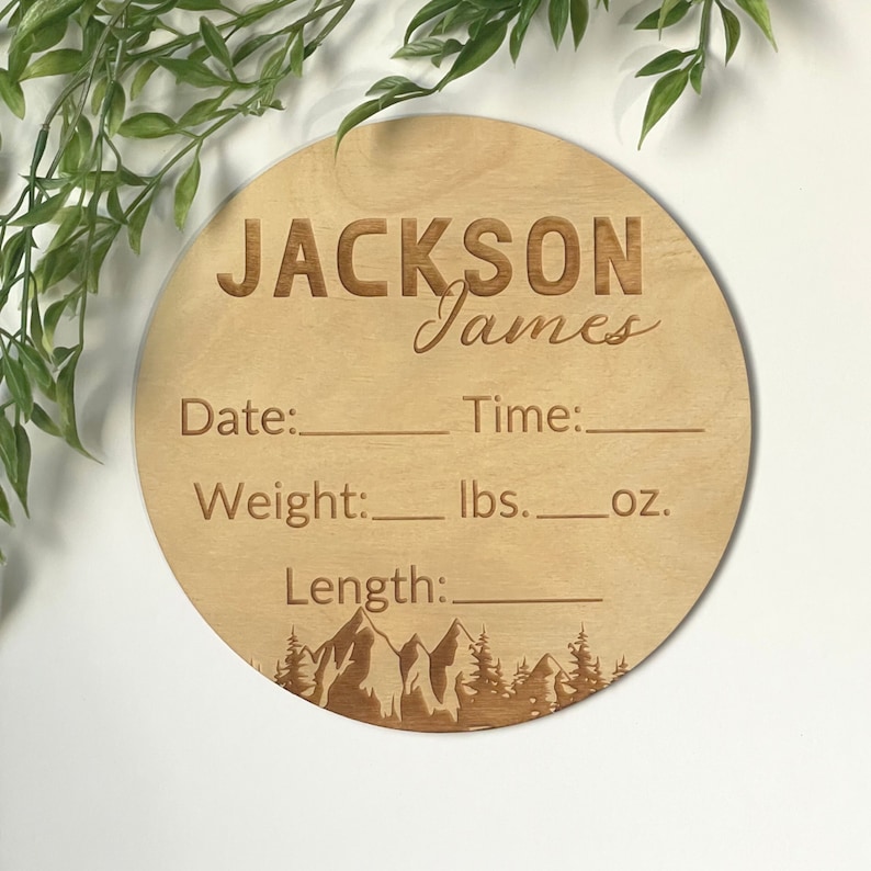 Mountain Birth Announcement Sign Birth Announcement Plaque - Etsy