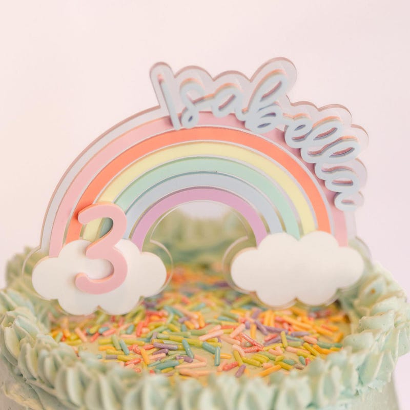 Pastel Rainbow Cake Topper - Etsy