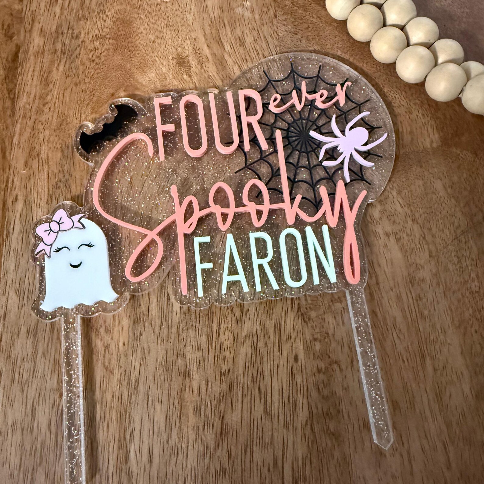 Four Ever Spooky, Acrylic Cake Topper, Pastel Halloween Birthday Decor ...