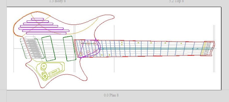 Guitar 8 Strings Fanned Frets in DXF Organized for CNC Cam - Etsy
