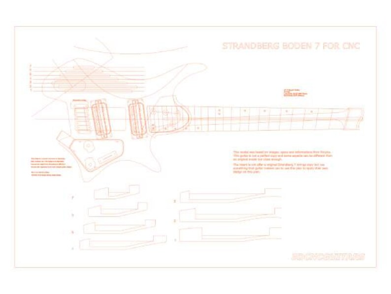Guitar 7 Strings Fanned Frets in DXF Organized for CNC Cam - Etsy