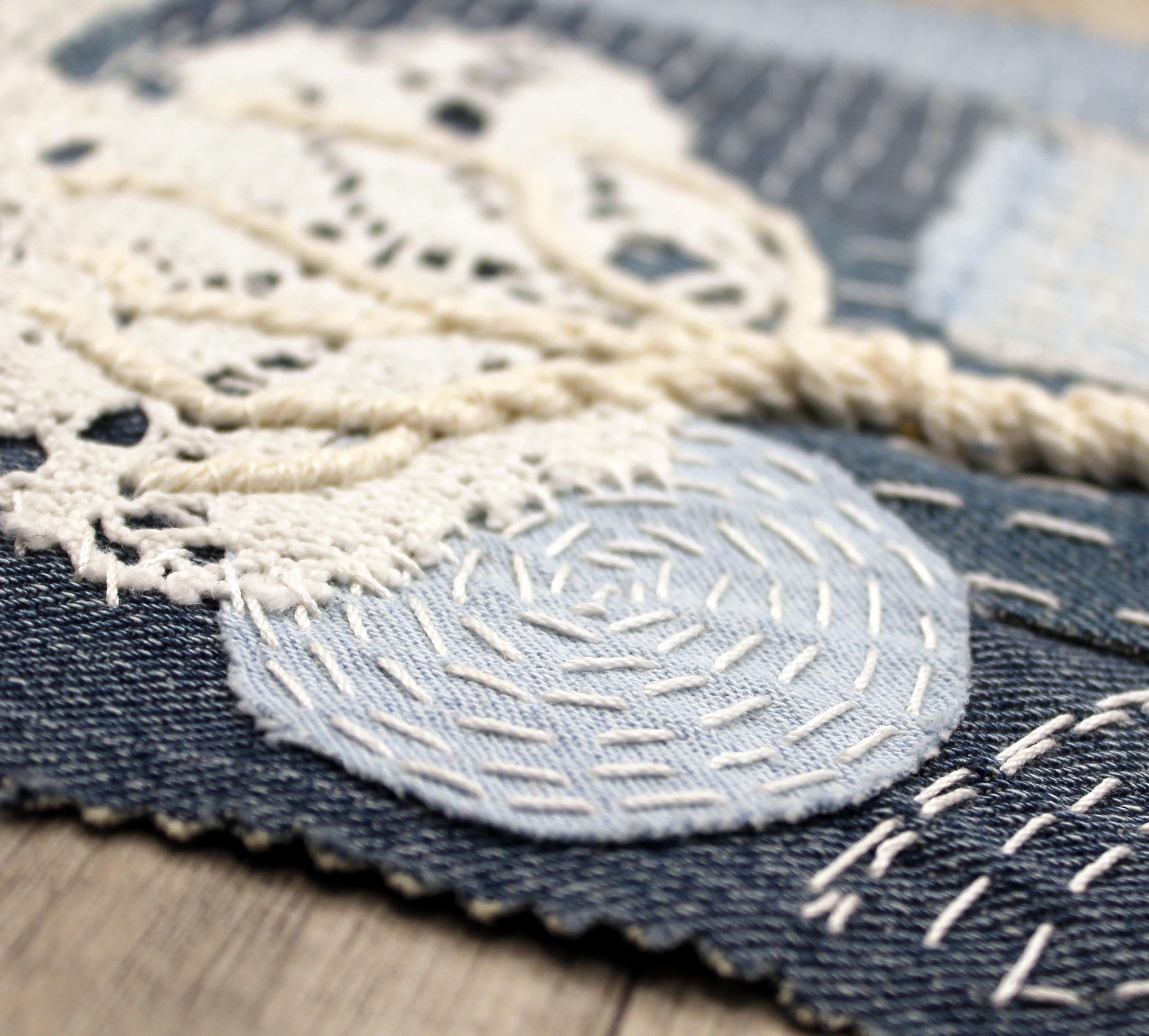Sashiko Stitching Denim Boro Patch Upcycled Quilt Visible Mending ...