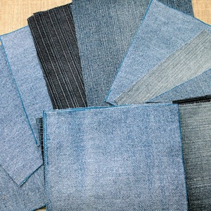 25 Pieces Denim Squares Slow Stitch Pack for Quilting Upcycled Denim ...