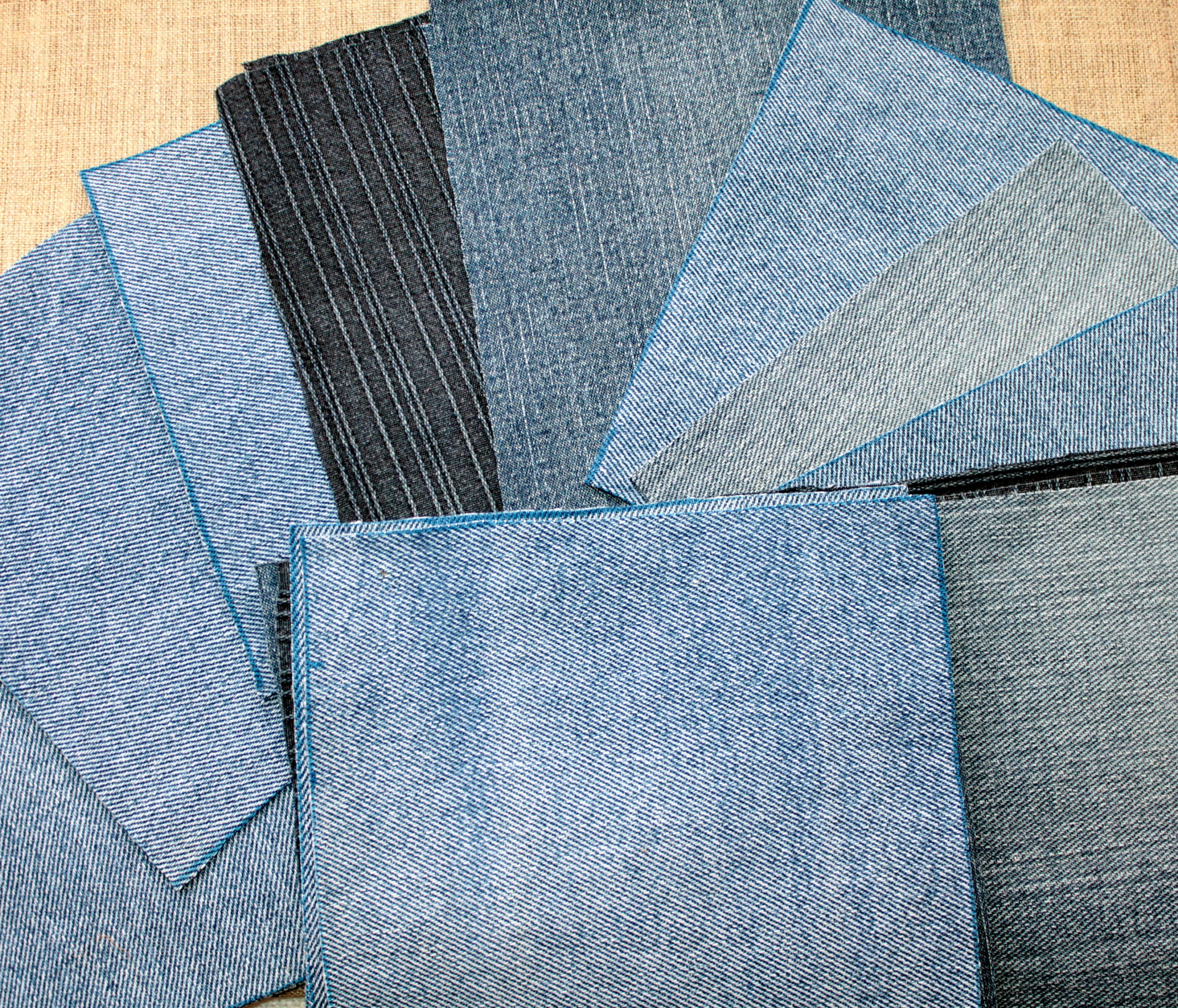25 Pieces Denim Squares Slow Stitch Pack for Quilting Upcycled Denim ...