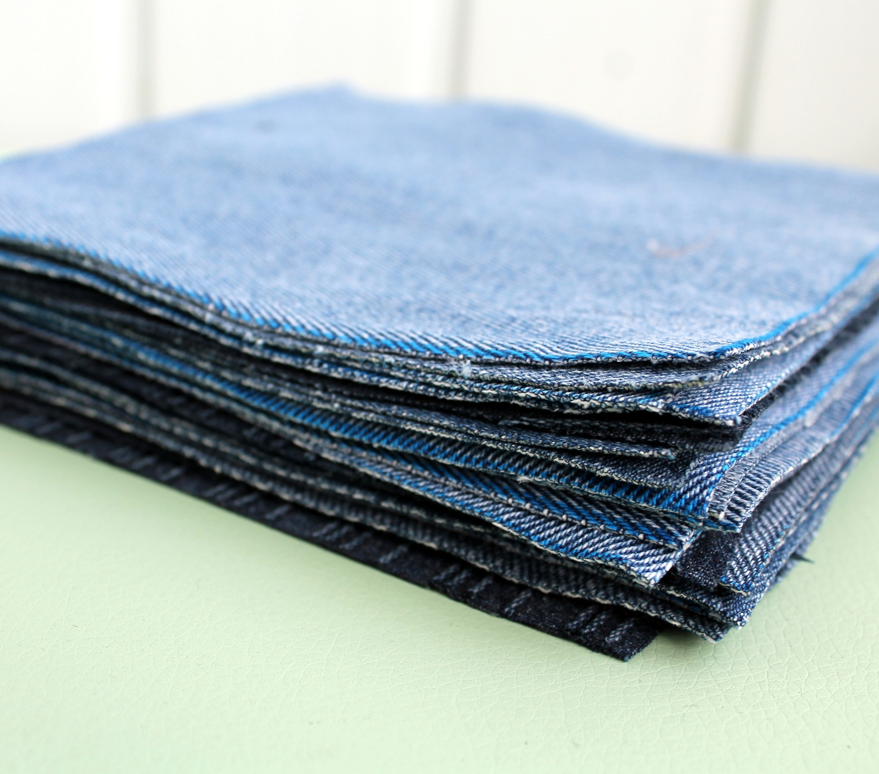 25 Pieces Denim Squares Slow Stitch Pack for Quilting Upcycled Denim ...