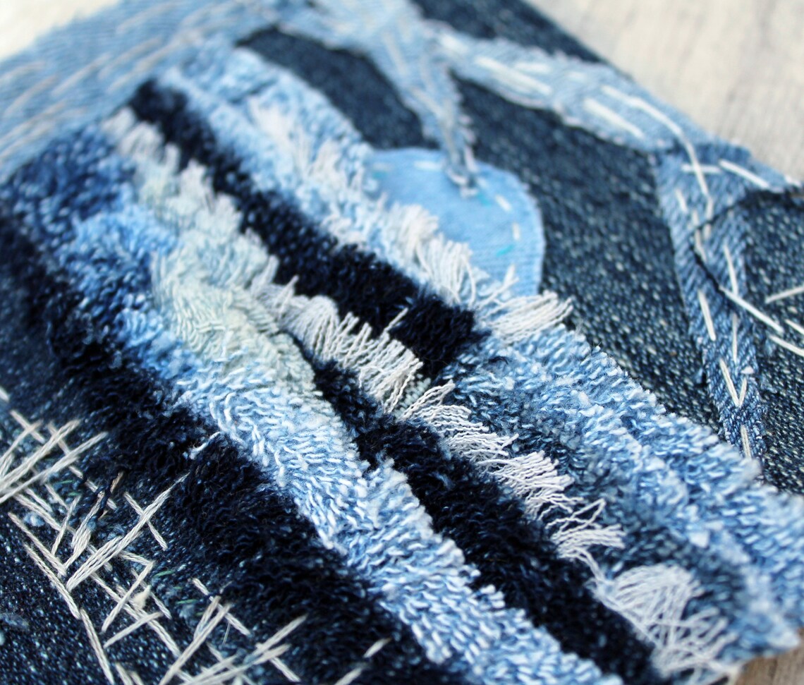 Denim Boro Patch Sashiko Stitching Upcycled Quilt Visible Mending - Etsy