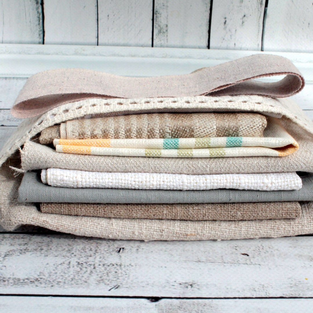 Homespun hennep en vintage linnen stof restjes Slow stitch - Etsy Nederland