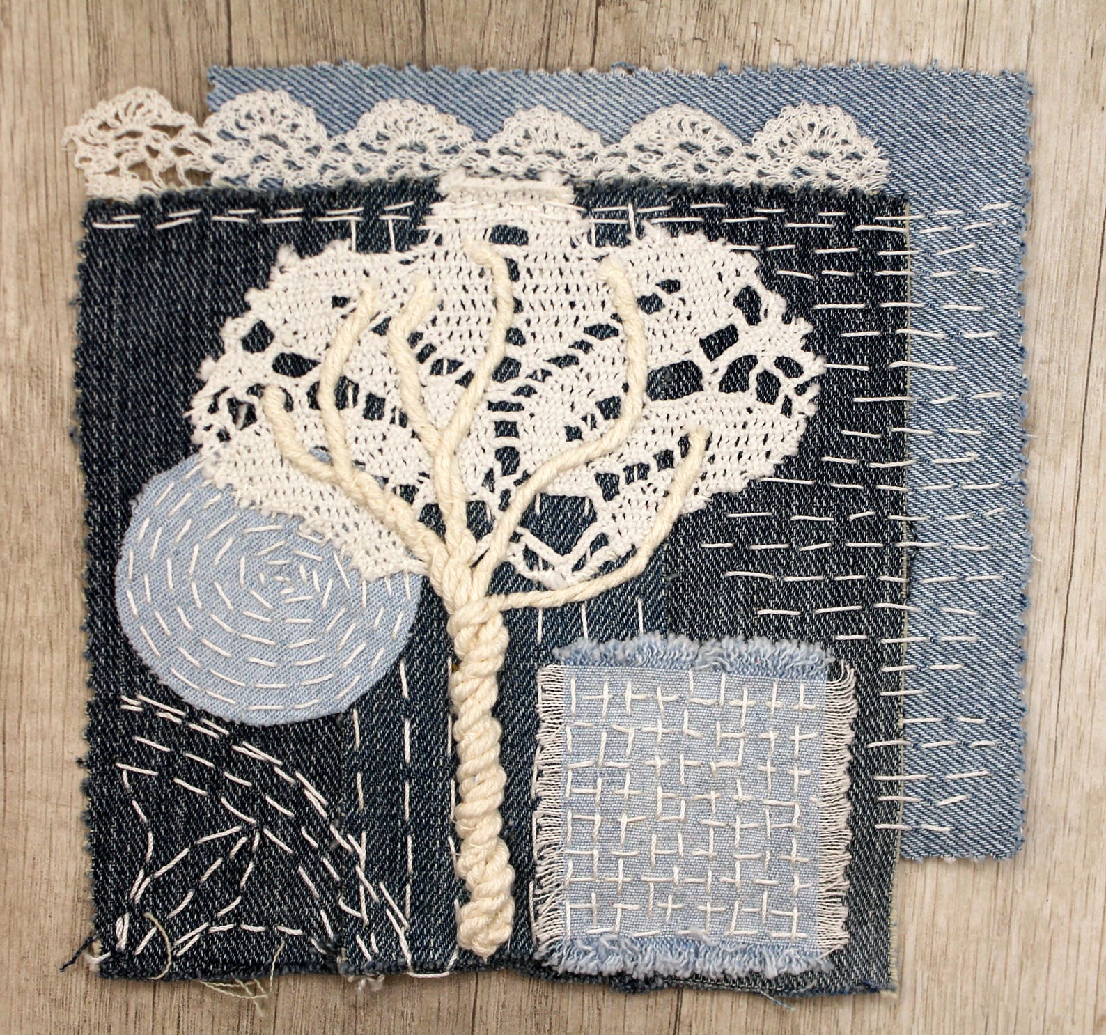 Sashiko Stitching Denim Boro Patch Upcycled Quilt Visible Mending ...