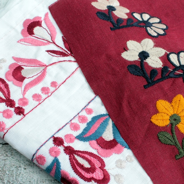 Embroidered Fabric - Etsy