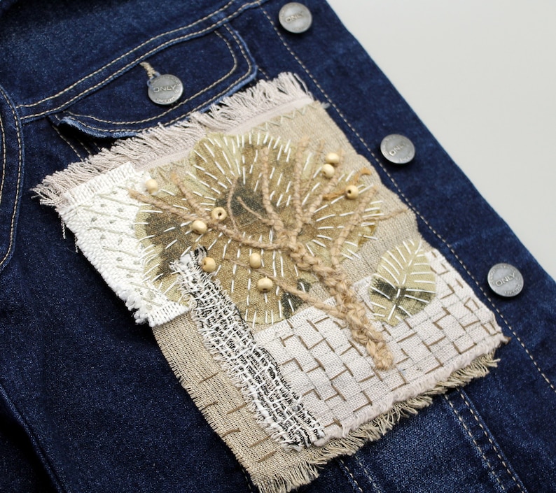 Textile Art Sashiko Fabric Stitching Upcycled Quilt Linen Boro Patch ...