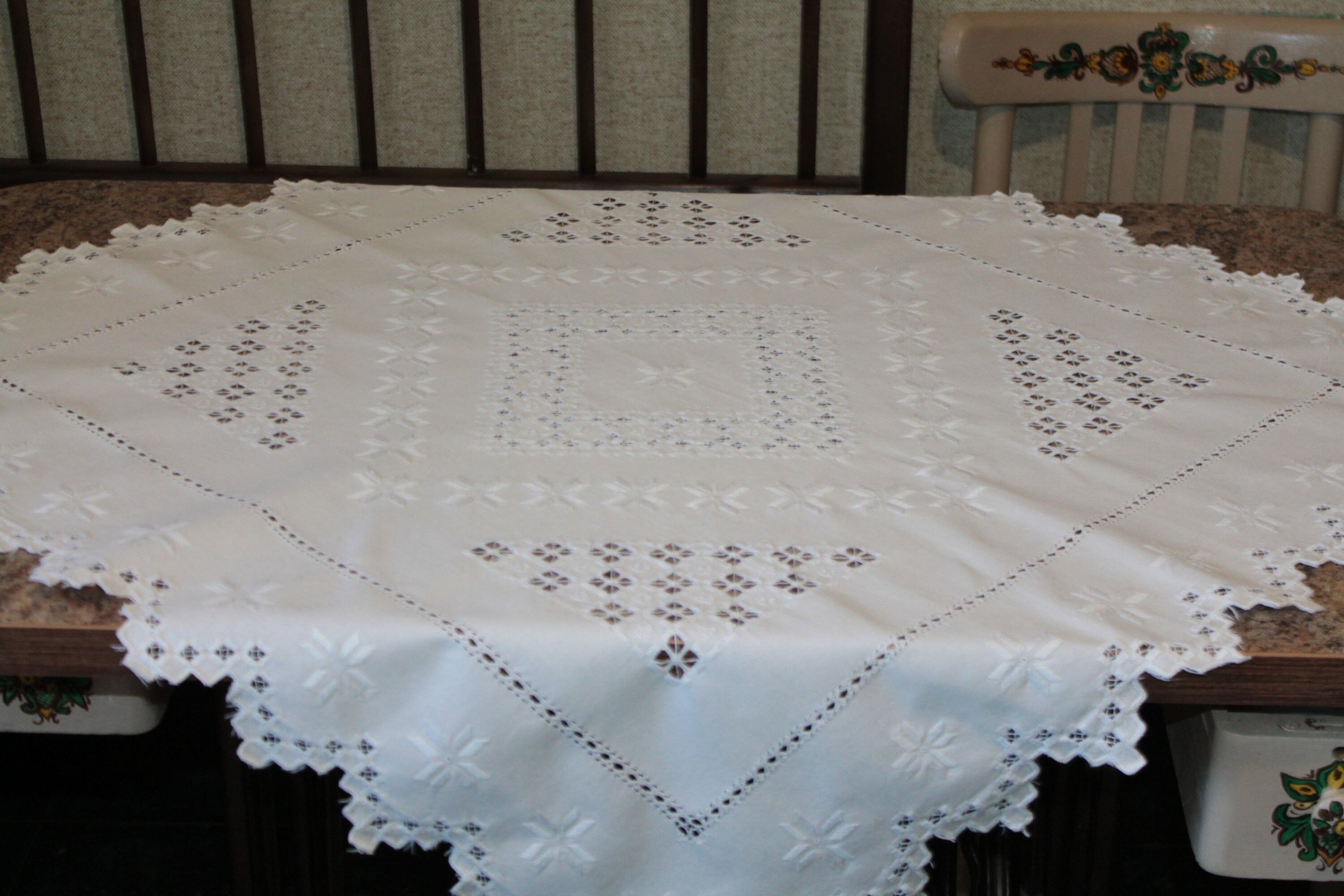 Vintage Cotton Table Topper Rectangular 32x30 Inch Сutwork - Etsy