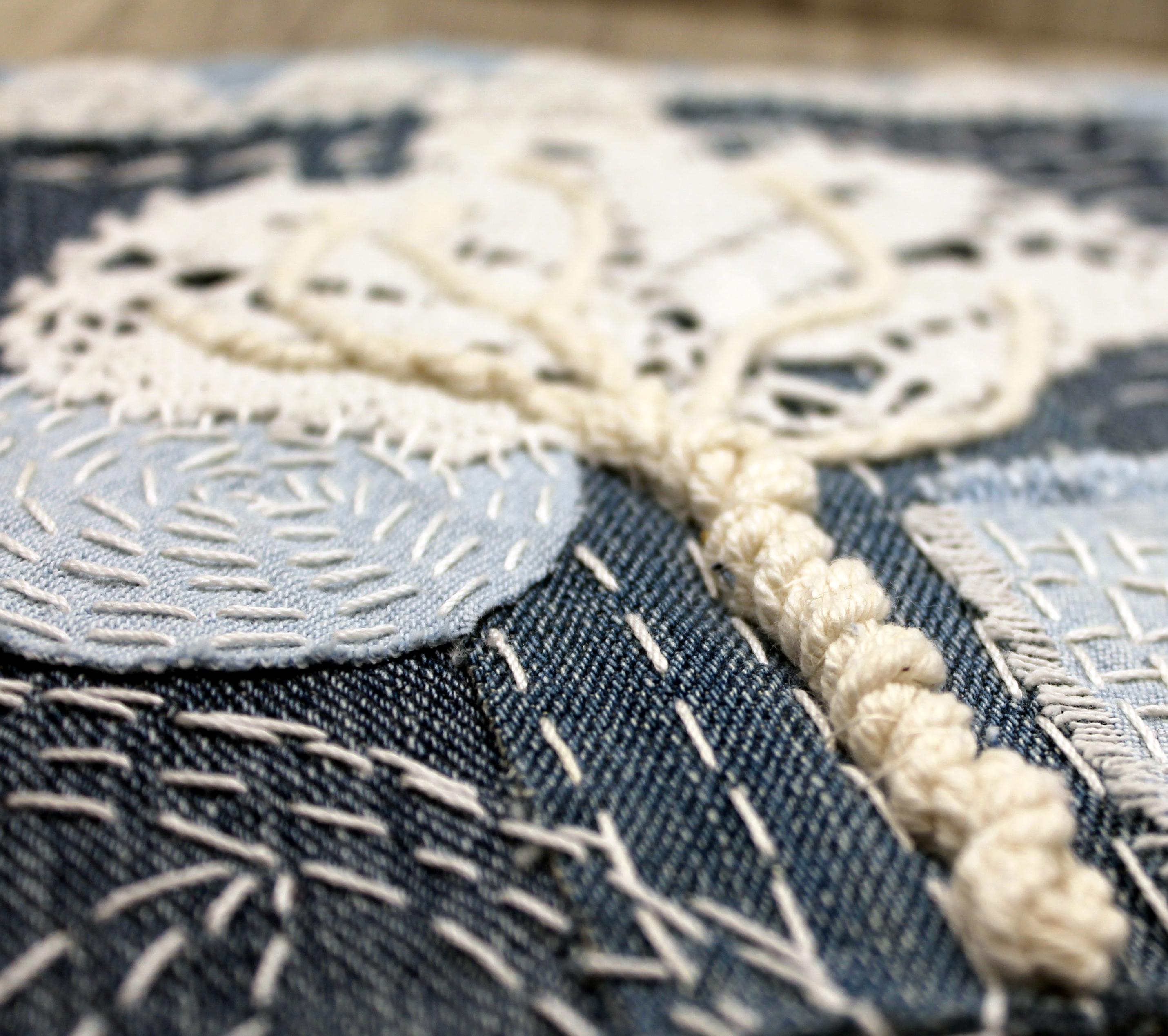Sashiko Stitching Denim Boro Patch Upcycled Quilt Visible Mending ...