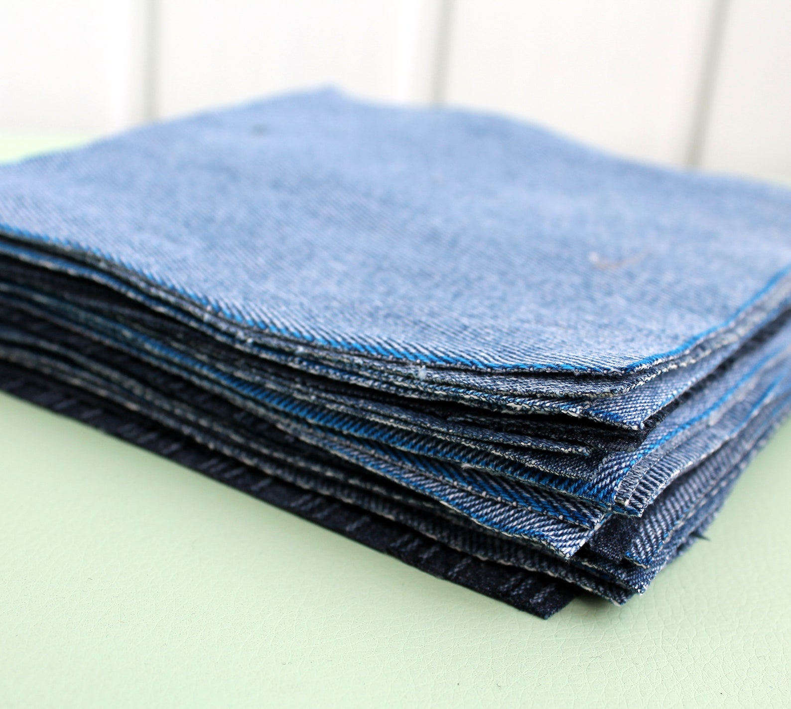 25 Pieces Denim Squares Slow Stitch Pack for Quilting Upcycled Denim ...