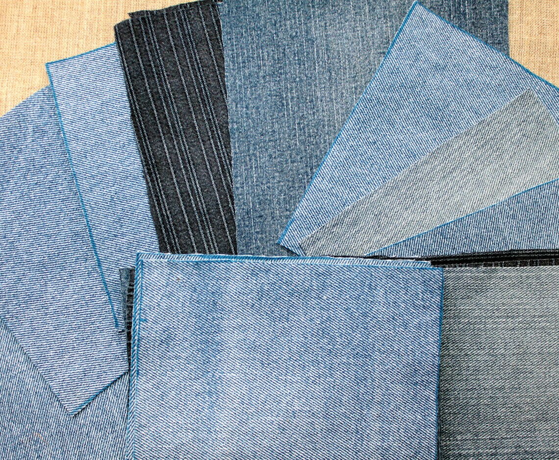 25 Pieces Denim Squares Slow Stitch Pack for Quilting Upcycled Denim ...
