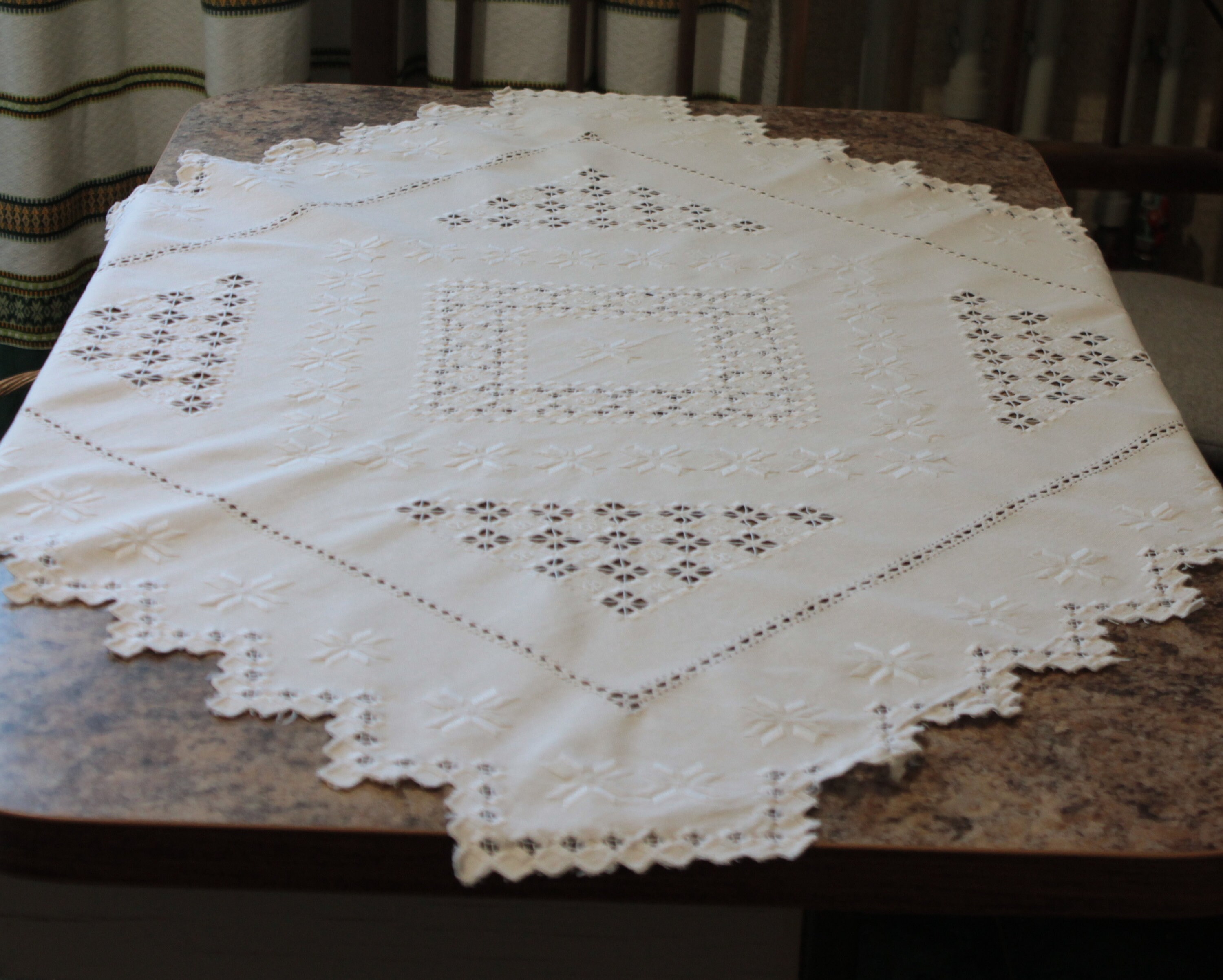Vintage Cotton Table Topper Rectangular 32x30 Inch Сutwork - Etsy