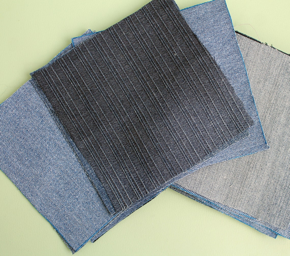 25 Pieces Denim Squares Slow Stitch Pack for Quilting Upcycled Denim ...