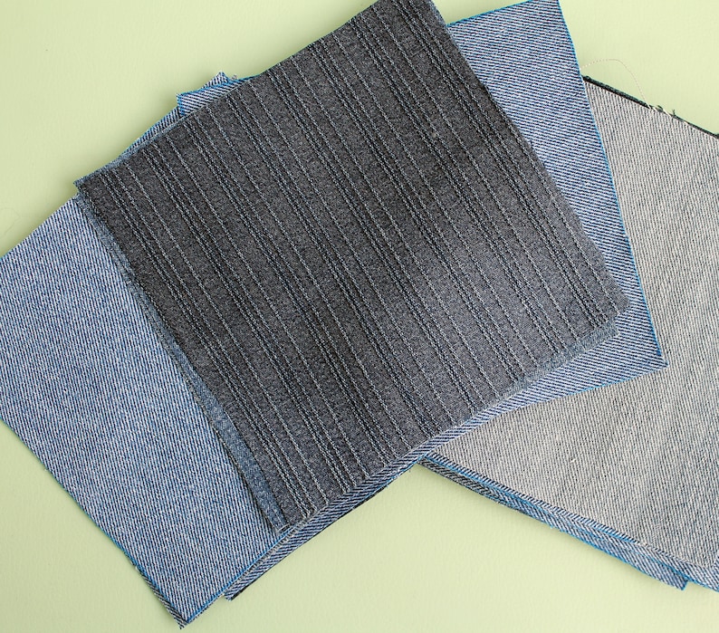 25 Pieces Denim Squares Slow Stitch Pack for Quilting Upcycled Denim ...