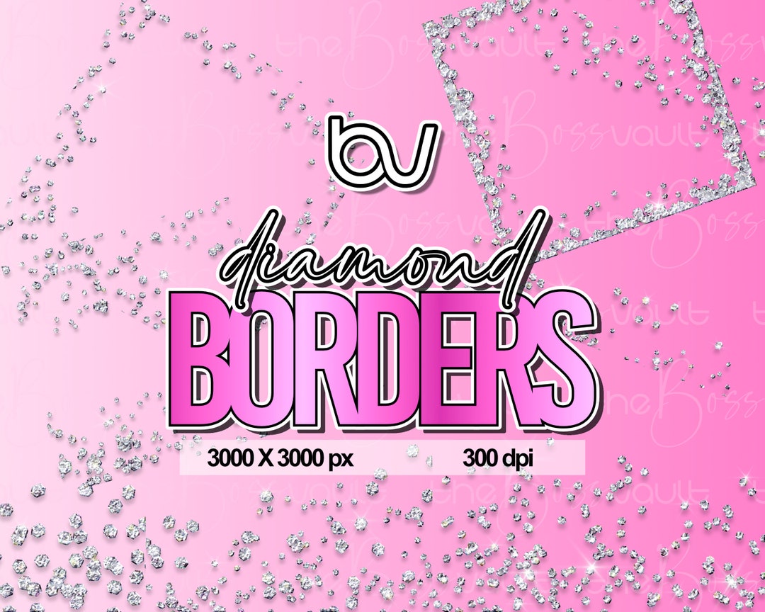 Diamond Border Clipart, Instant Download Diamond Clip Art, Glitter ...