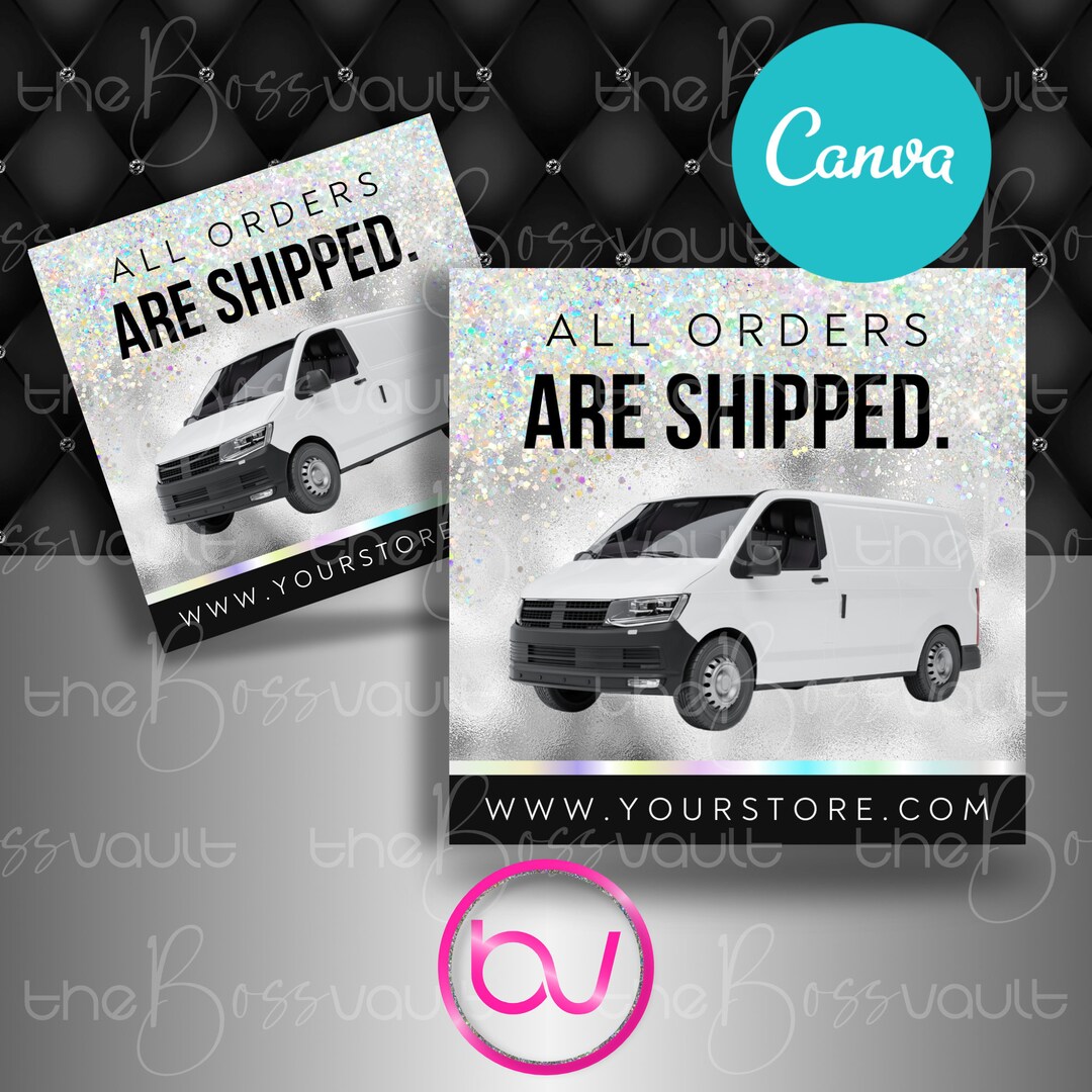 Shipping Confirmation Flyer, Holographic Business Boutique, Editable ...