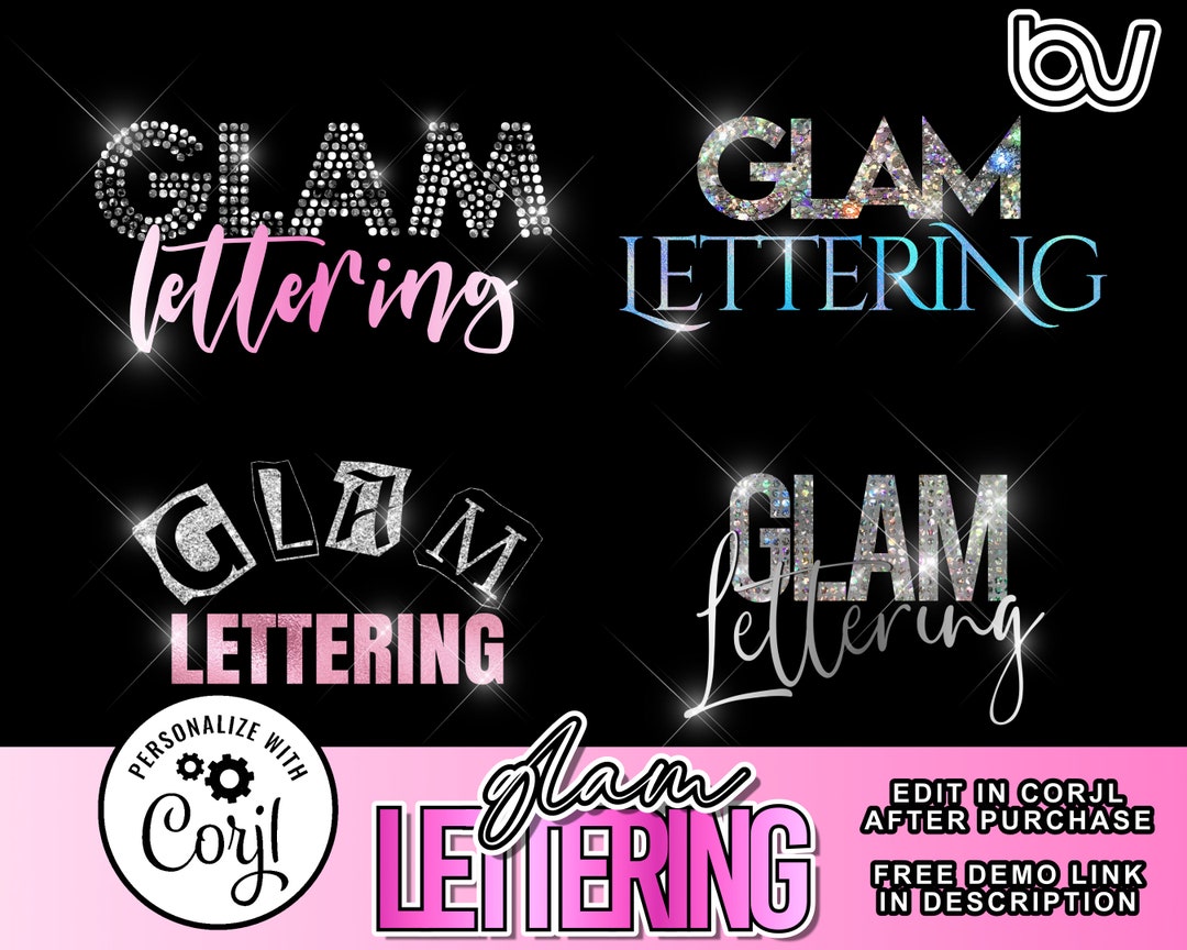 DIY Glam Lettering, Glitter Letters Template, Editable Glitter Letters ...