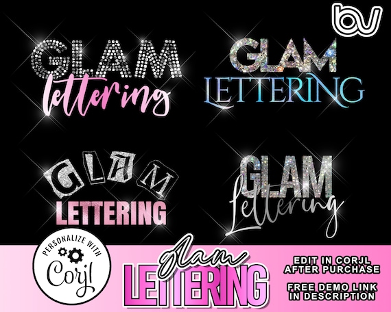 DIY Glam Lettering Glitter Letters Template Editable Glitter - Etsy