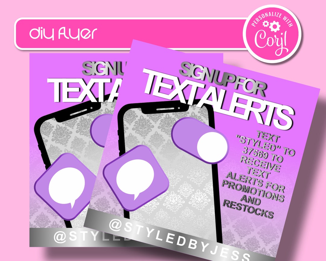 DIY Text-Alert-Flyer, bearbeitbare, anpassbare Lila Silber Glitzer-Text ...