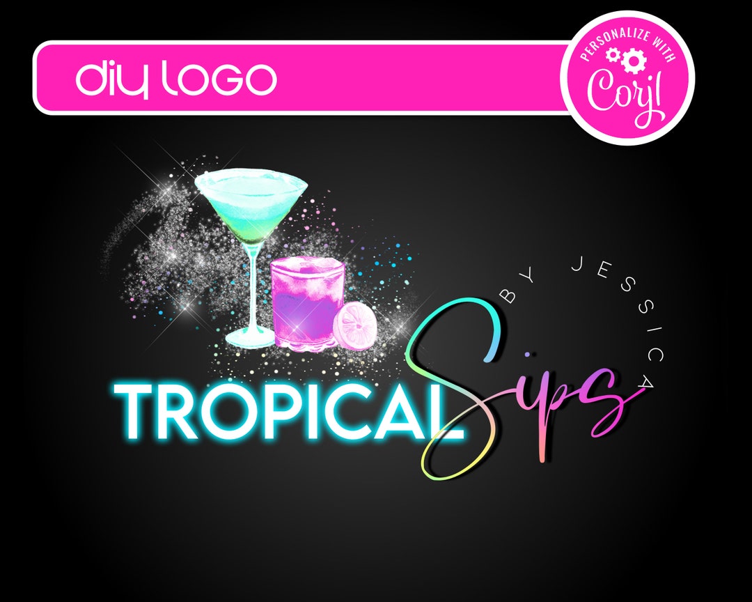 DIY Bartender Logo, DIY Drink Custom Bar Logo, Drink Business Rainbow ...