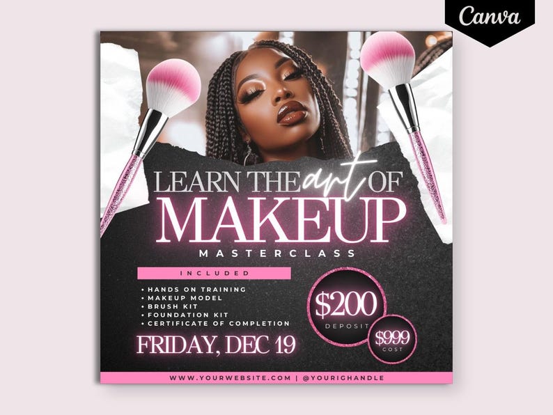 Makeup Masterclass Flyer Template: Editable Course Promo (canva) - Etsy