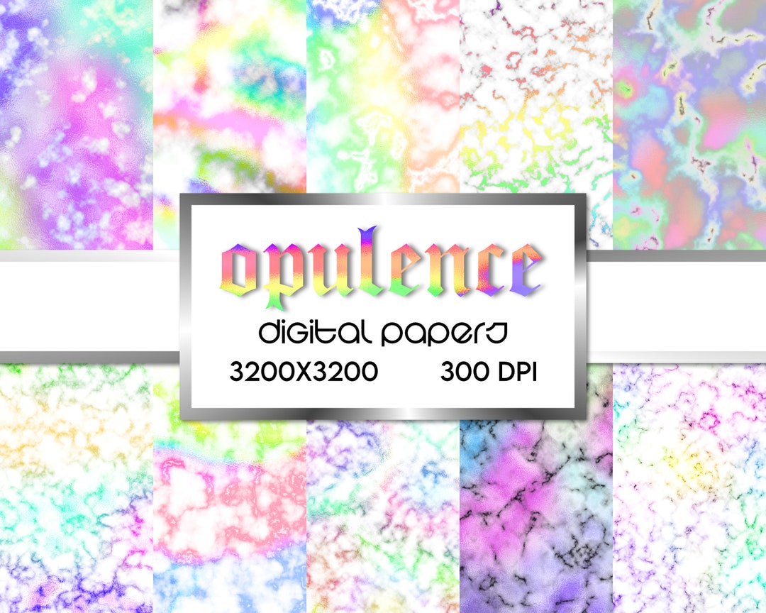 Holographic Rainbow Marble Digital Papers, Instant Download Glam ...