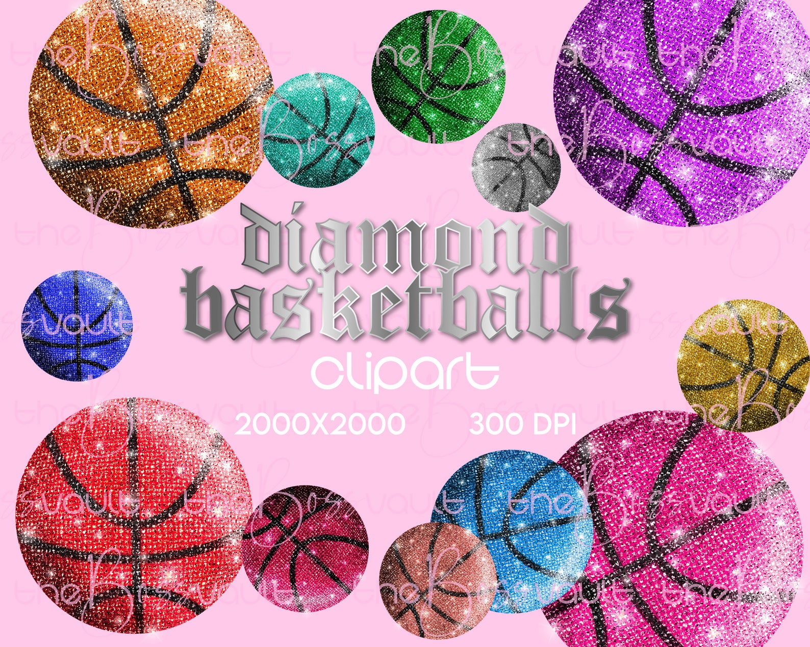 Diamond Basketball Clipart Diamond Encrusted Basketball PNG | Etsy