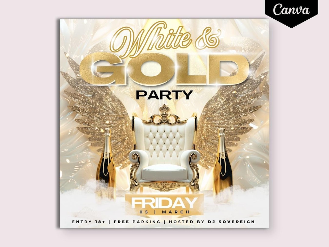 DIY White Party Flyer Design, White Gold Club Event Promo Flyer ...