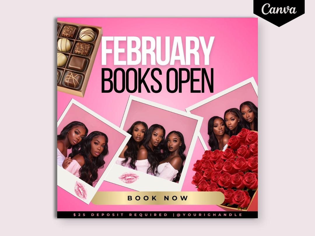 DIY February Books Open Flyer, February Bookings Available Flyer Design ...