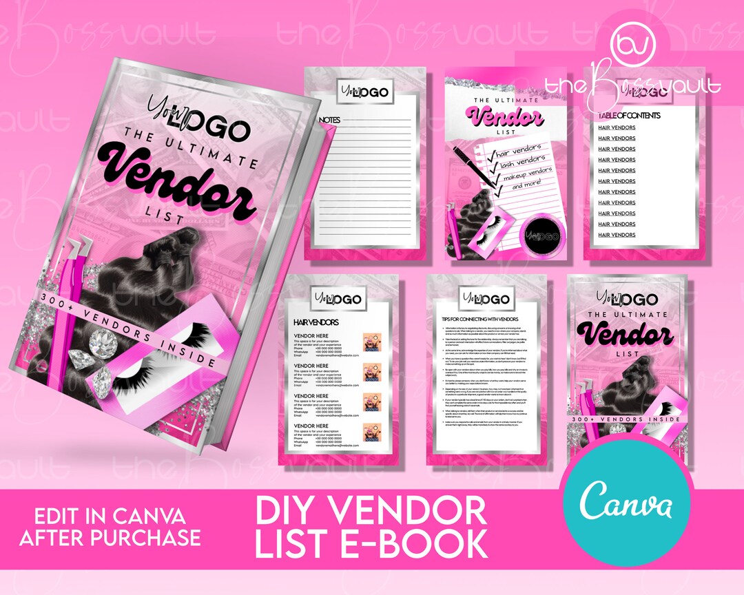 DIY Vendor List Template, Vendor List E-book, Editable E-book Template ...