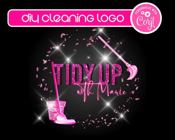 DIY Cleaning Logo Cleaning Service Logo Pink Glitter - Etsy