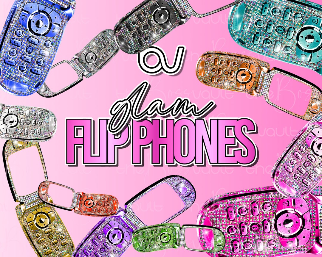 Glitter Flip Phone Clipart Bundle: Glam PNG Graphics (digital Download ...