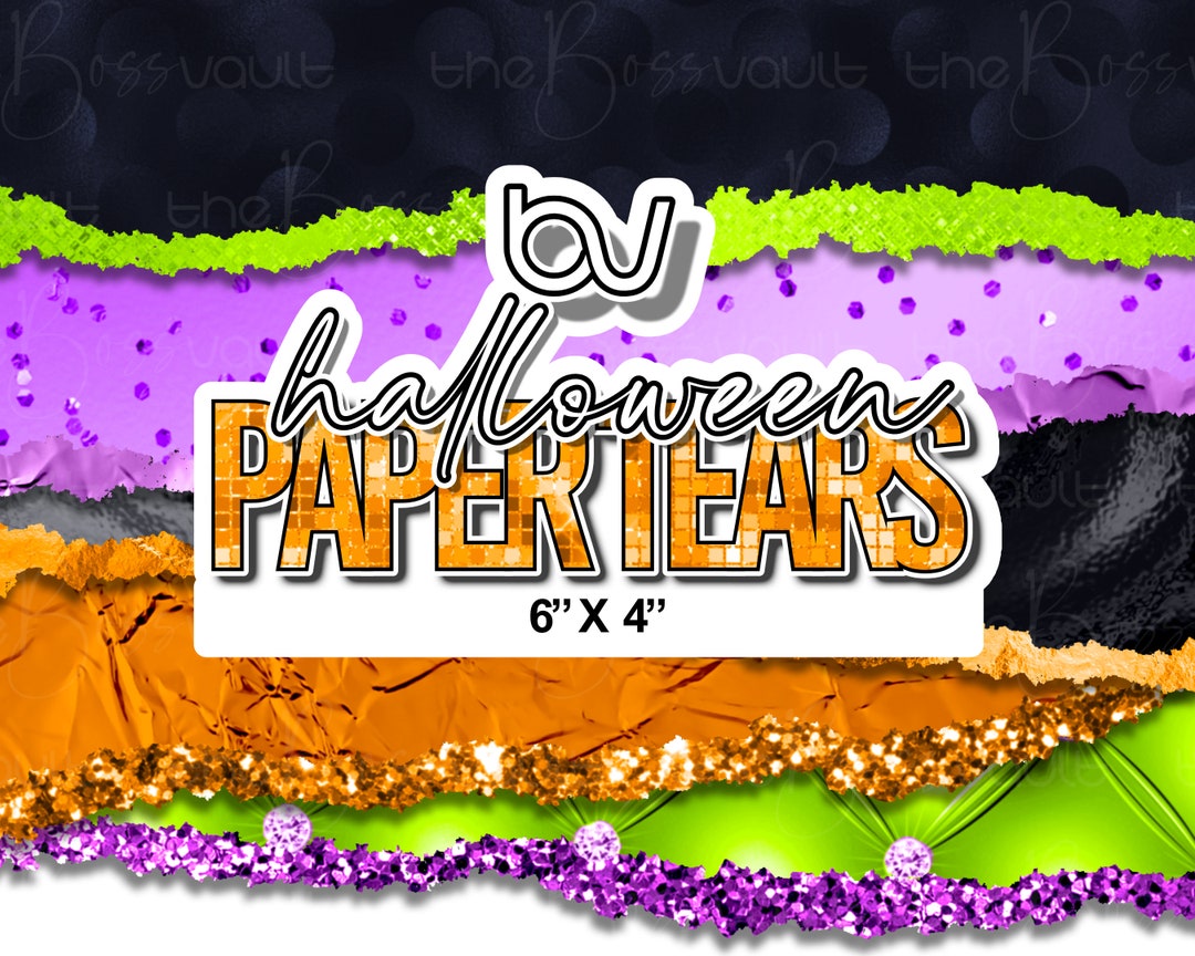 Halloween Paper Tears, Halloween Overlays, Glitter Halloween Clipart ...