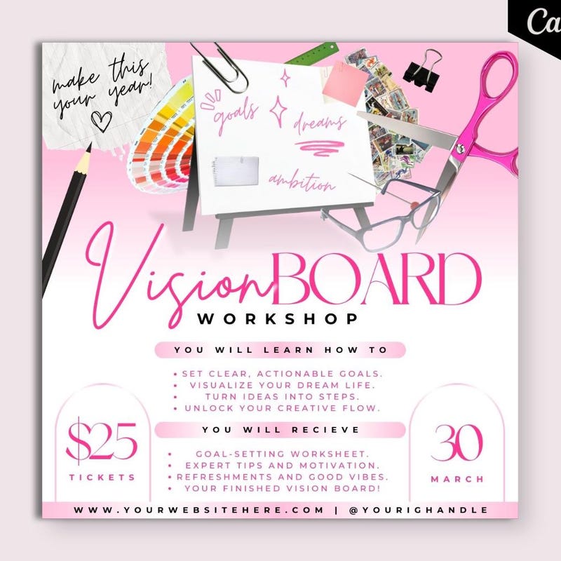 Pink Vision Board Flyer - Etsy