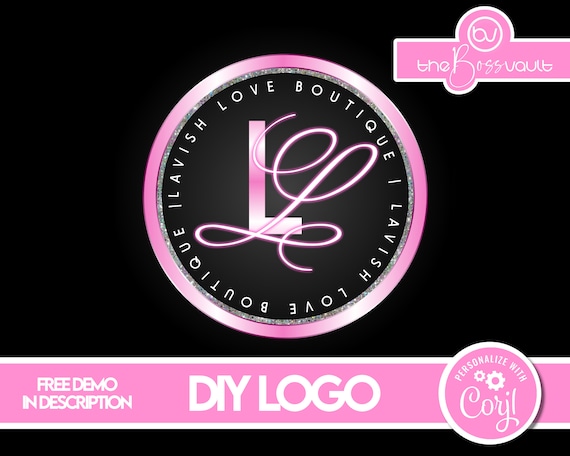 DIY Pink Metallic Initial Logo Template Boutique Logo Design | Etsy