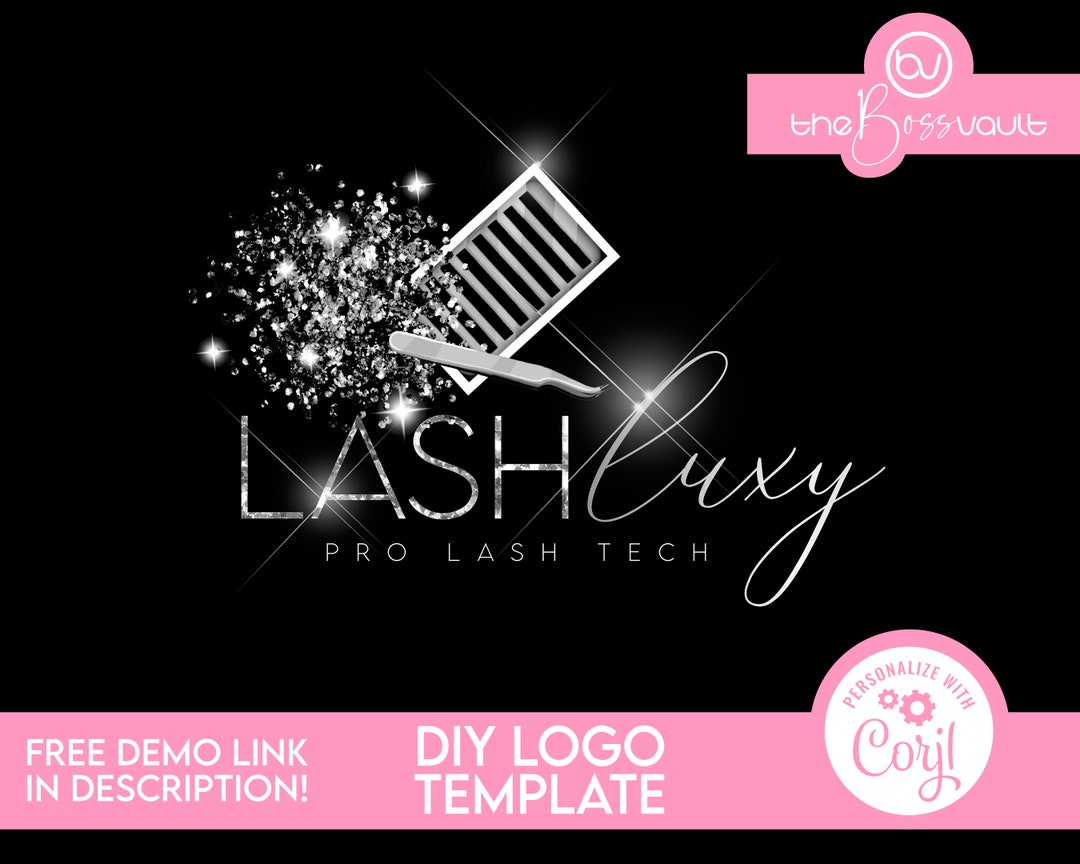 DIY Silver Lash Logo, Lash Extension Logo, Lash Technician Logo, Lash ...