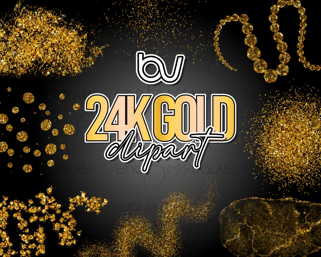 Glam Gold Glitter Clipart Overlays, Instant Download Metallic Gold ...