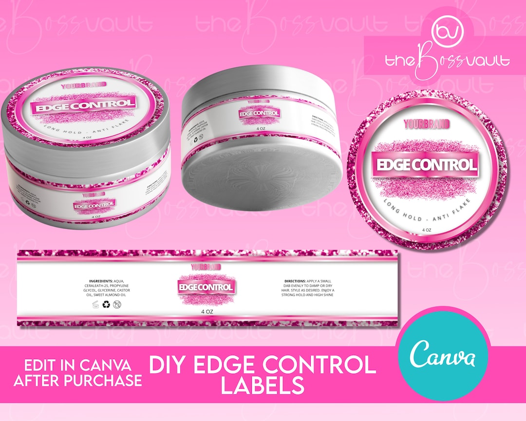 DIY Edge Control Label Template, Pink Edge Control Label Template ...