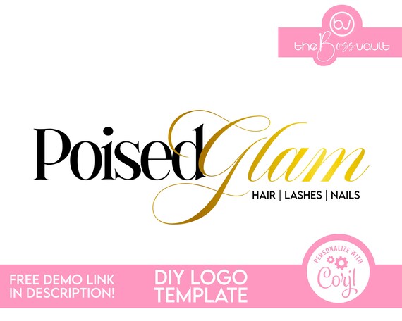 DIY Gold Script Logo Design Simple Logo Template | Etsy