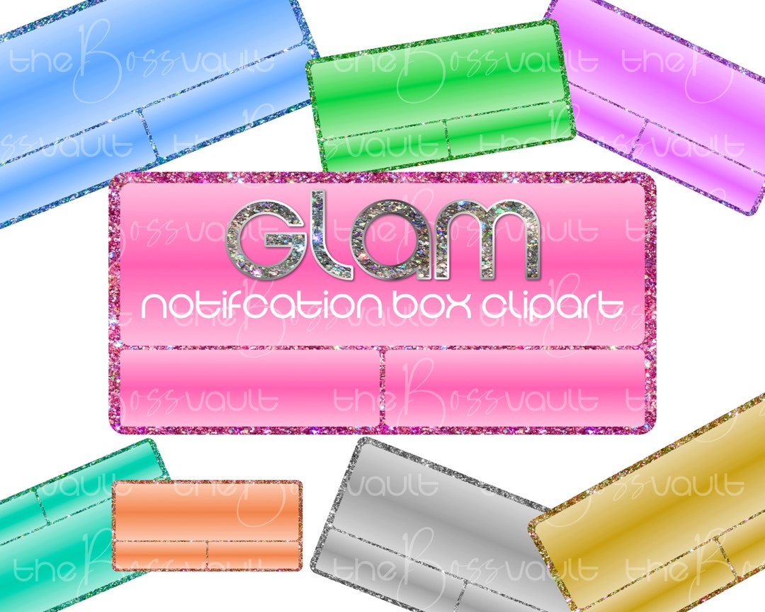 Glam Notification Box Clipart, Instant Download Notification Boxes ...