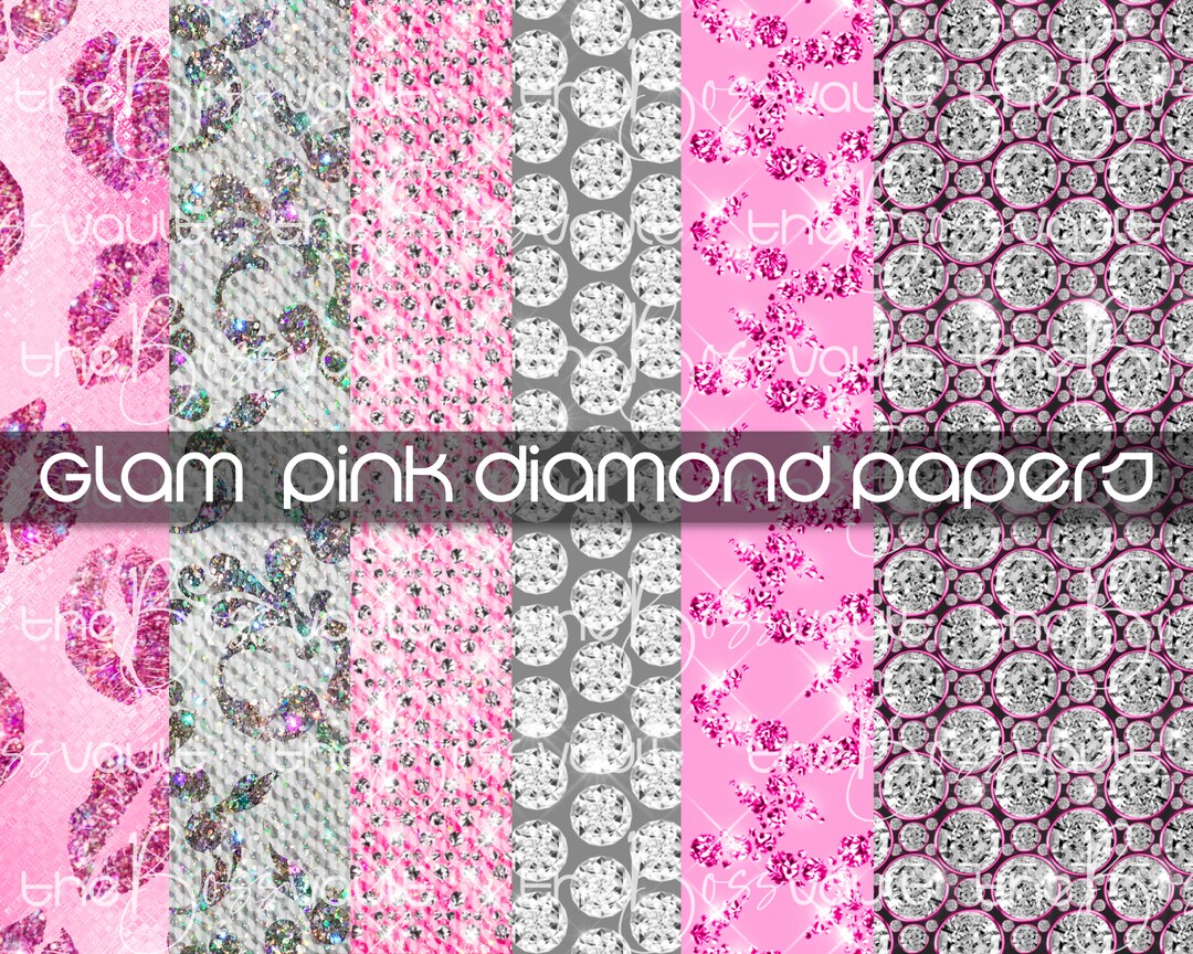 Pink Glam Digital Papers, Instant Download 6 Digital Paper Diamond ...